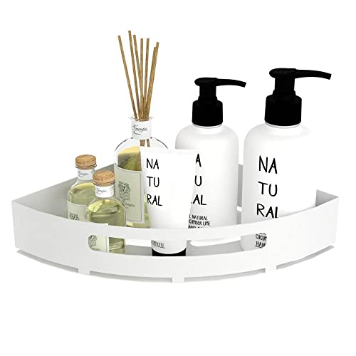 METALCROMO 1-Pack Shower Shelve for Tile Walls, No Drilling Required Stainless Steel Corner Shower Caddy for Shampoo Conditioner, Bathroom Organizer No Drilling (White)