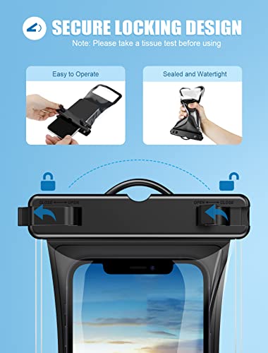 Vuwwey Waterproof Phone Pouch, [Super Buoyant] Floating IPX8 Waterproof Phone Case, [2 Pack] Cellphone Dry Bag with Lanyard Compatible with iPhone 14 13 12 11 Pro Max XS XR X Up to 6.9''-Black
