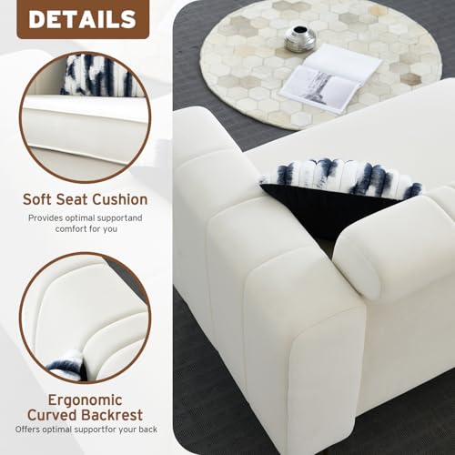 EVERGRATE FURNITURE 85” Sofa Couch for Living Room, Modern 3 Seater Comfy Sofa with Extra Deep Seats,Velvet Fabric Couches for Small Space,Apartment