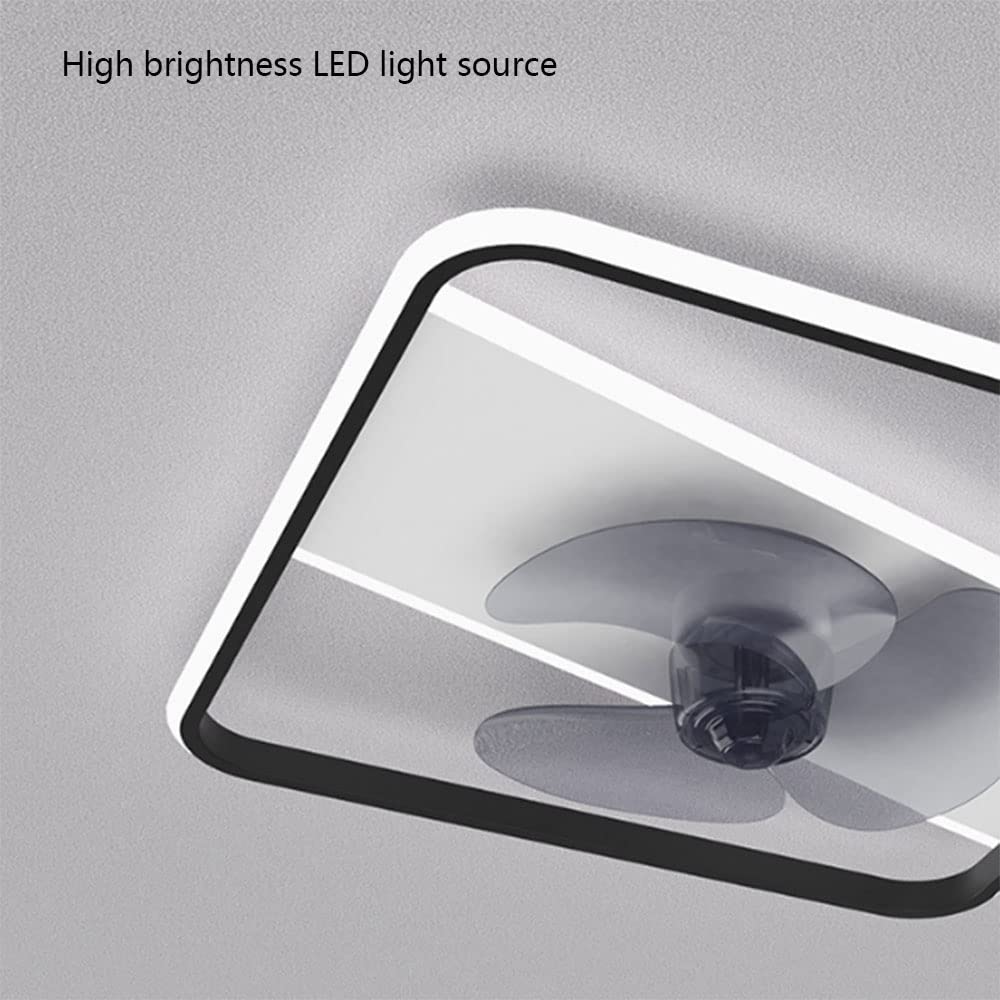 CAZARU FXJ Square Modern LED Fan Ceiling Light, Adjustable 3 Wind Speed, Dimmable Fan Ceiling Light with Remote, 64W Modern LED Fan Chandelier, Home Office, Ø 40 Cm Interesting Life