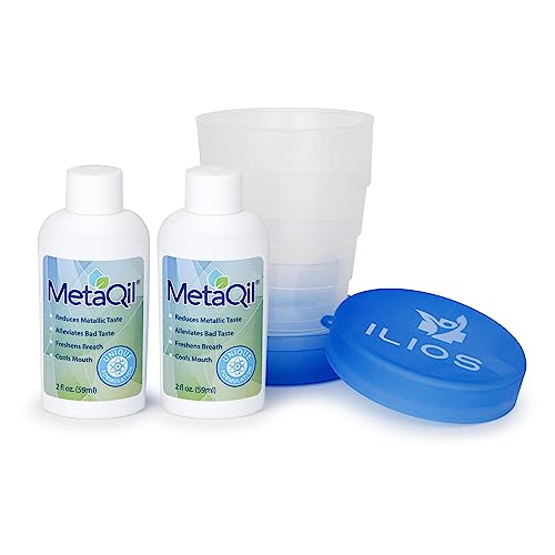 MetaQil Oral Rinse, Relieve Metallic, Bitter, Treatment Taste and Disorders, Natural Ingredients, âCools and Freshens Breath, 2 oz, 2 Count. Free Ilios Travel Cup