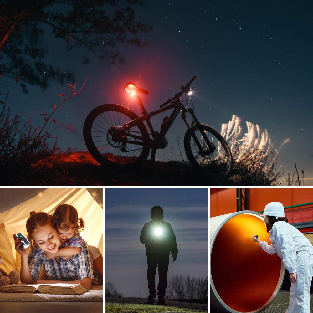 CS Force Bike Light Set, Anti-Theft Alarm Bicycle Front & Tail Light USB Rechargeable Waterproof Cycling Headlight and Taillight Set with 3 Lighting Modes 5 Sounds Loud Siren, Fits Mountain Road Bike