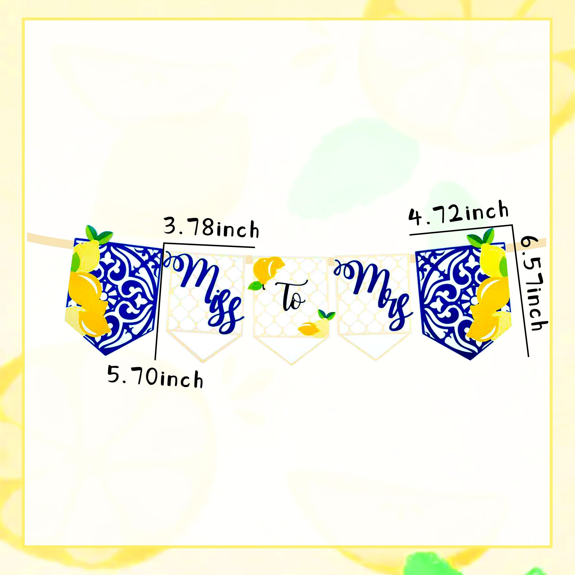 Lemon Bridal Shower Decorations Miss to Mrs Sign Capri Lemon Engagement Banner Blue Tiles Lemon Bride to Be Banner Fruit Lemon Bachelorette Party Decorations