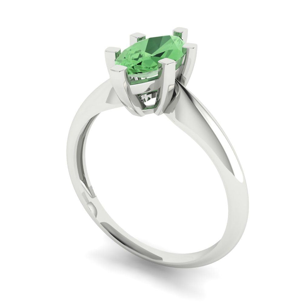 Clara Pucci 1.0 ct Marquise Cut Solitaire Green Simulated Diamond Engagement Bridal Promise Anniversary Ring 18K White Gold Size 5