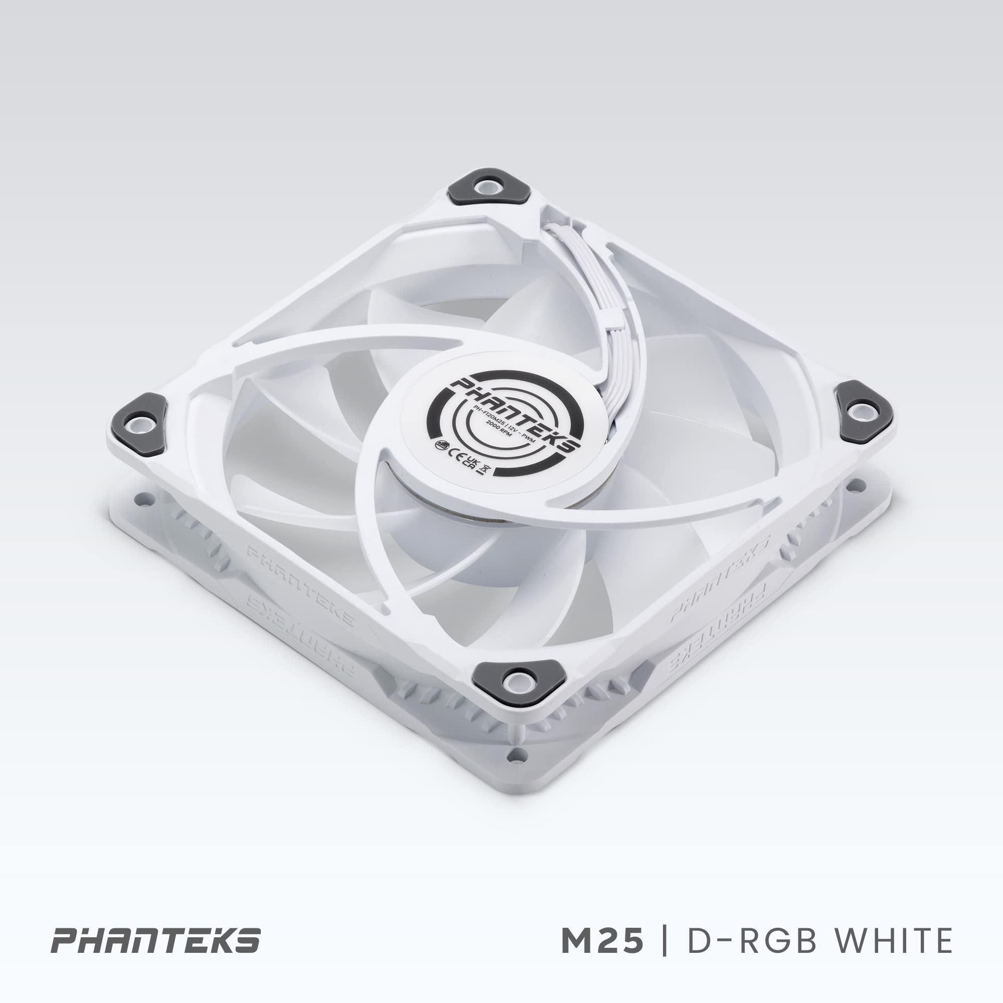 Phanteks (PH-F120SK_DRGB_PWM_WT01_3P) SK120 DRGB PWM FAN 3Pack – 3X 120mm fan, high airflow nine-blade design, DRGB Lighting, rubber dampening washers - White