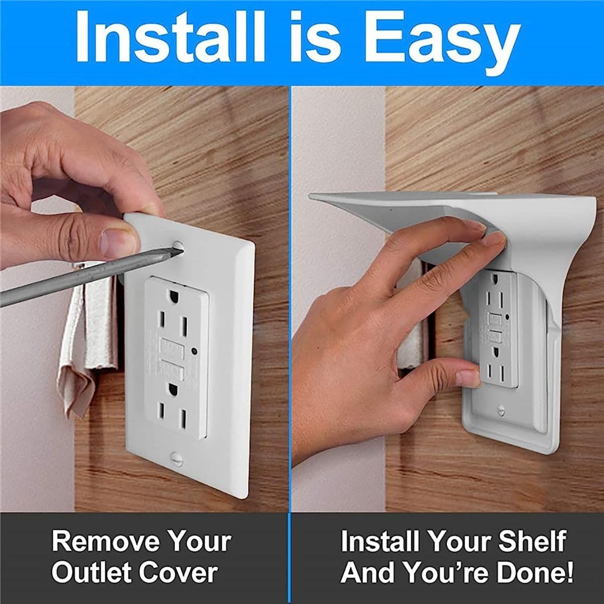 GENERIC Outlet Shelf Wall Holder,Bathroom Wall Shelf up to 10lbs Standard Vertical Duplex Wall Shelf Organizer for Smart Home Decor Space Saving Power Tools, Toothbrush, White, Z5149