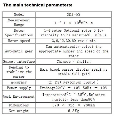 keyu Ndj-5s LCD Digital Rotational Viscometer Viscosity Meter Rotary Viscometer Viscosity Fluidimeter Tester Meter 110V/220v