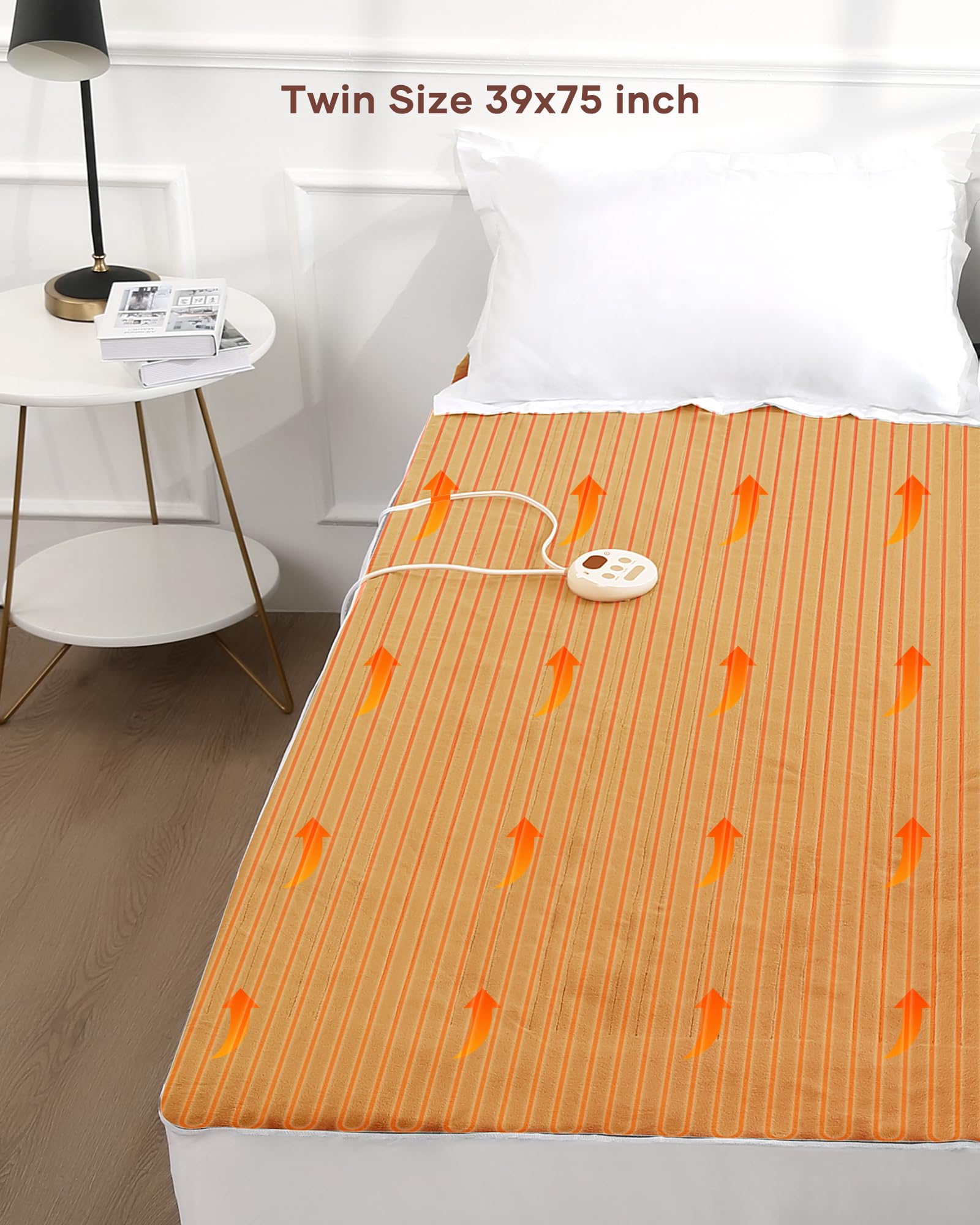 Heated Mattress Pad Twin Size Comfort Coral Fleece 10 Heating Levels & Auto Shut Off, Electric Bed Warmer Pad with Controllers, Up to 15" Deep Pocket, Machine Washable