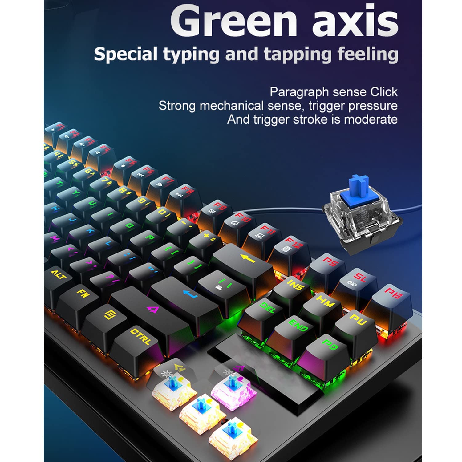 EXHNLE RGB Gaming Keyboard and Mouse - 87 Keys Compact Keyboard and Mouse LED Breathing Backlit Lightweight Optical Mouse, RGB Wired Gaming Set for Gamer