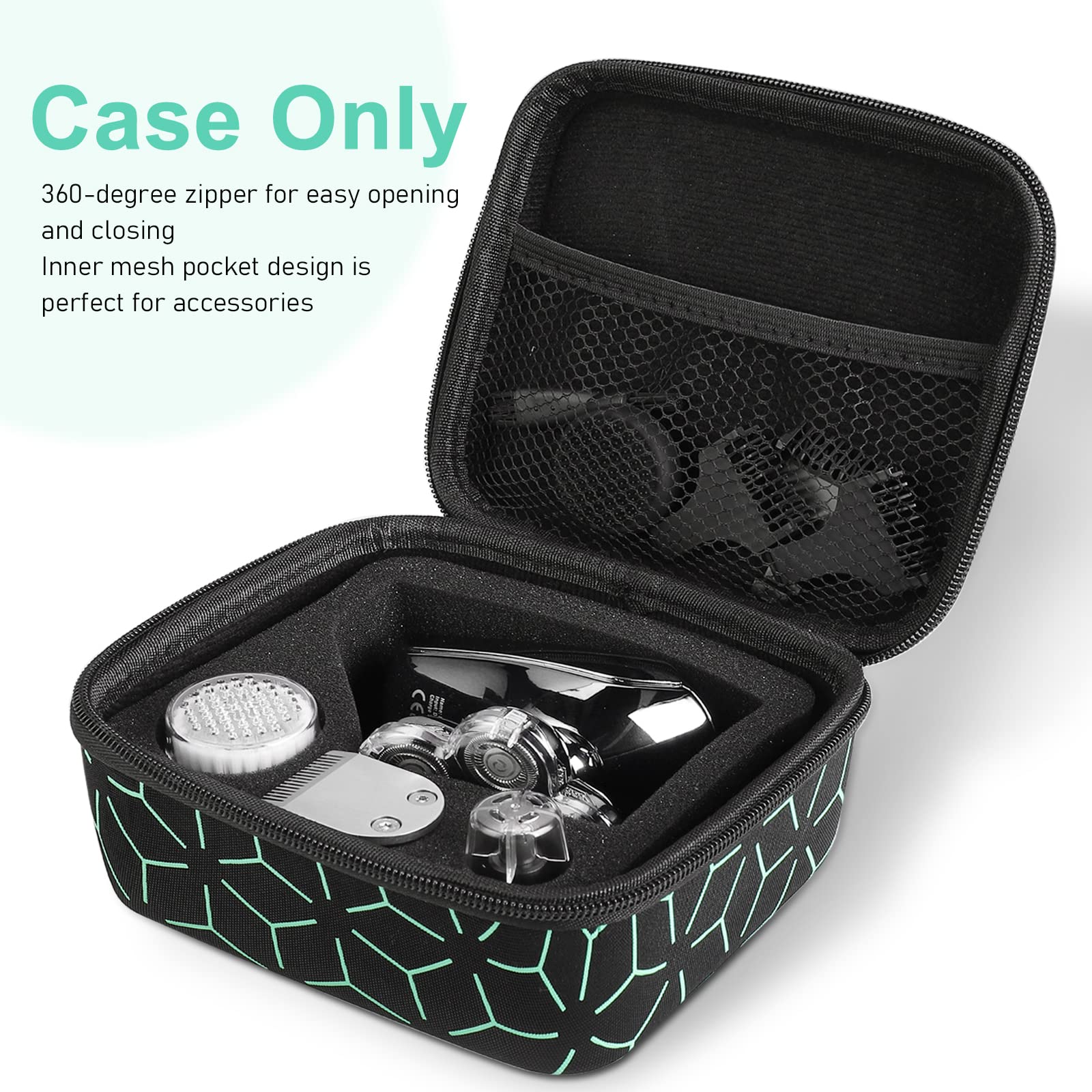 Kibiy Hard Travel Case Compatible MS-672 5-in-1 Grooming Electric Head Hair Shaver- Balder Head Shavers, Men's Electric Trimmer Shaver -Black