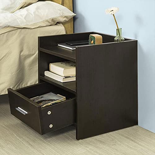 HIGOH Bedside Table Wooden Solid Bedside Cupboard Book Shelf Modern Bedside Cabinet Living Room Bedroom Furniture Nightstands Makeup Dresser HWC (Color : 01)