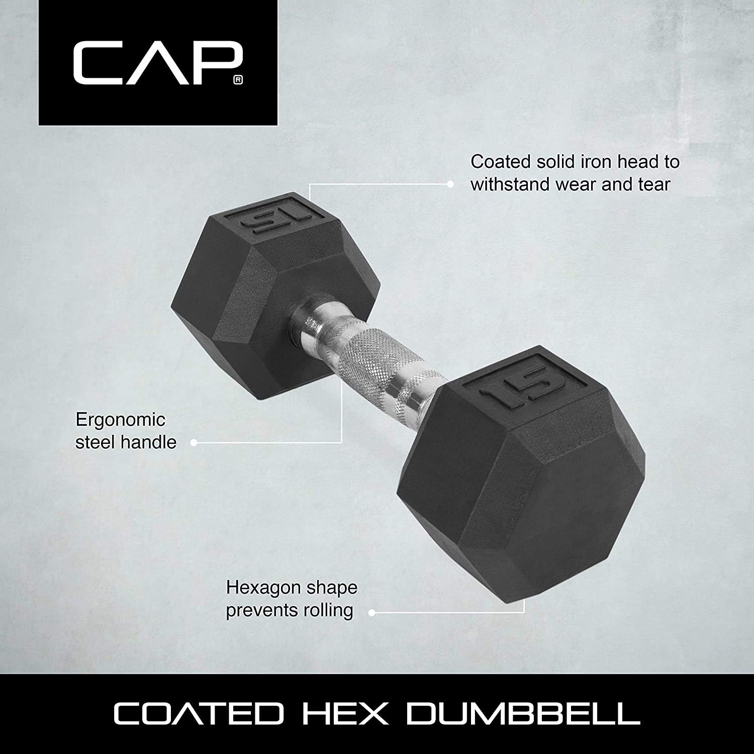 CAP Barbell Rubber Coated Hex Dumbbell Set Non-Slip Hex Shape for Muscle Toning, Strength Building, Weight Loss - Multiple Choices Available (b. 10-30Lb Dumbbell Set)