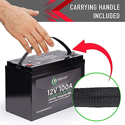 GLI Lithium-ion Deep Cycle Rechargeable Battery β 12v 100Ah IP54 Extreme Weather Resistant β up to 5,000 Cycle Long-Life β for Marine, Trolling Motors, RV, Off-Grid and Solar β with Charger & Cables