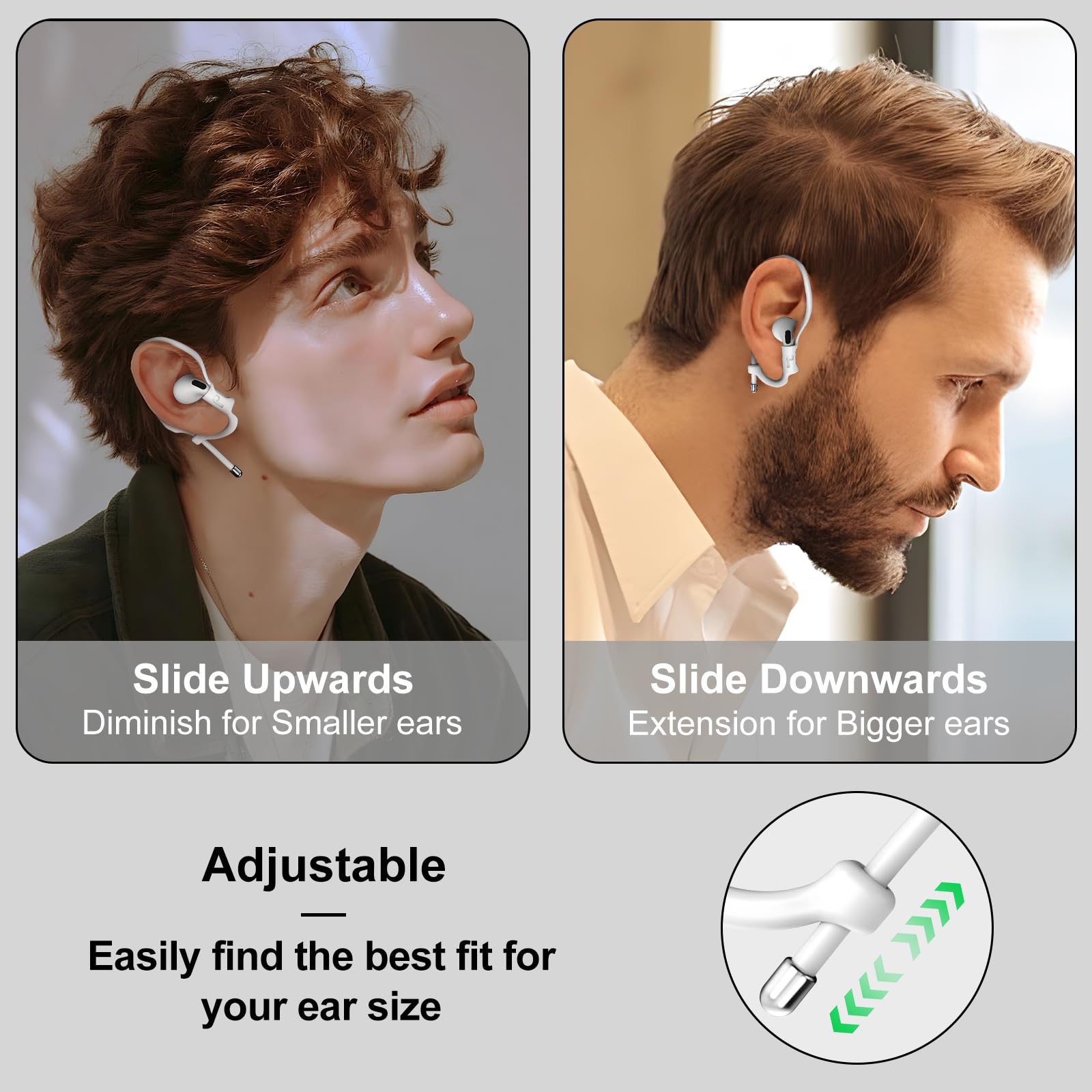 Haireca Adjustable Ear Hooks Designed for Apple AirPods Pro/Pro 2,AirPods 1/2/3[Added Stylish Leather Storage Bag],Airpods Accessories for Running,Ergonomic Design,Washable and Dirt Resistant(Pink)
