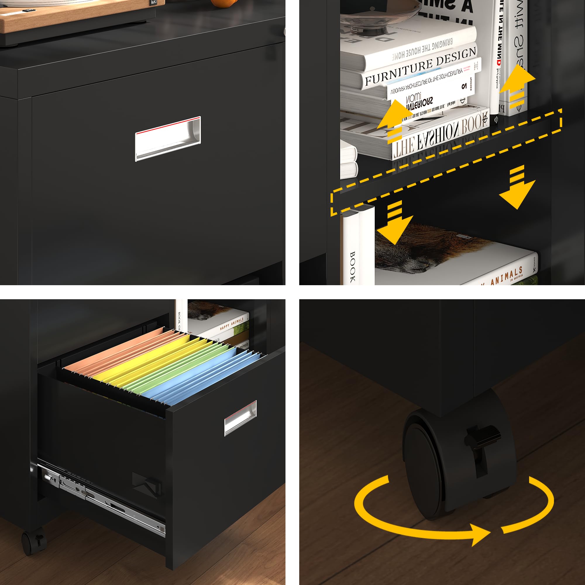 CENOVE Metal Storage Cabinet - Lockable Garage Cabinet with 4 Adjustable Shelves | Garage Storage Cabinet for Office, Warehouse, School, Gym, Basement Black 71INCH