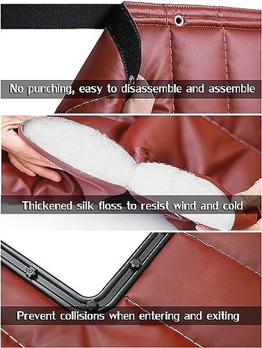 Kszoxdi Heavy Duty Thermal Insulation PU Doorway Curtain Screen Door Curtains Panel Soundproof Blanket Extra Wide with Window 30cm W x 45cm L for Garage Front Door Patio Kitchen Pink (Size : W130cm*H