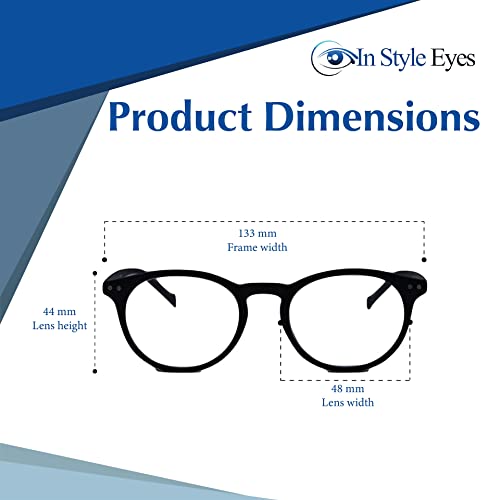 In Style Eyes Flexible Readers Reading Glasses - Full-Rimmed, Classic Round Lightweight Frame - Non-Polarized Lens - Solid White - 2.0x