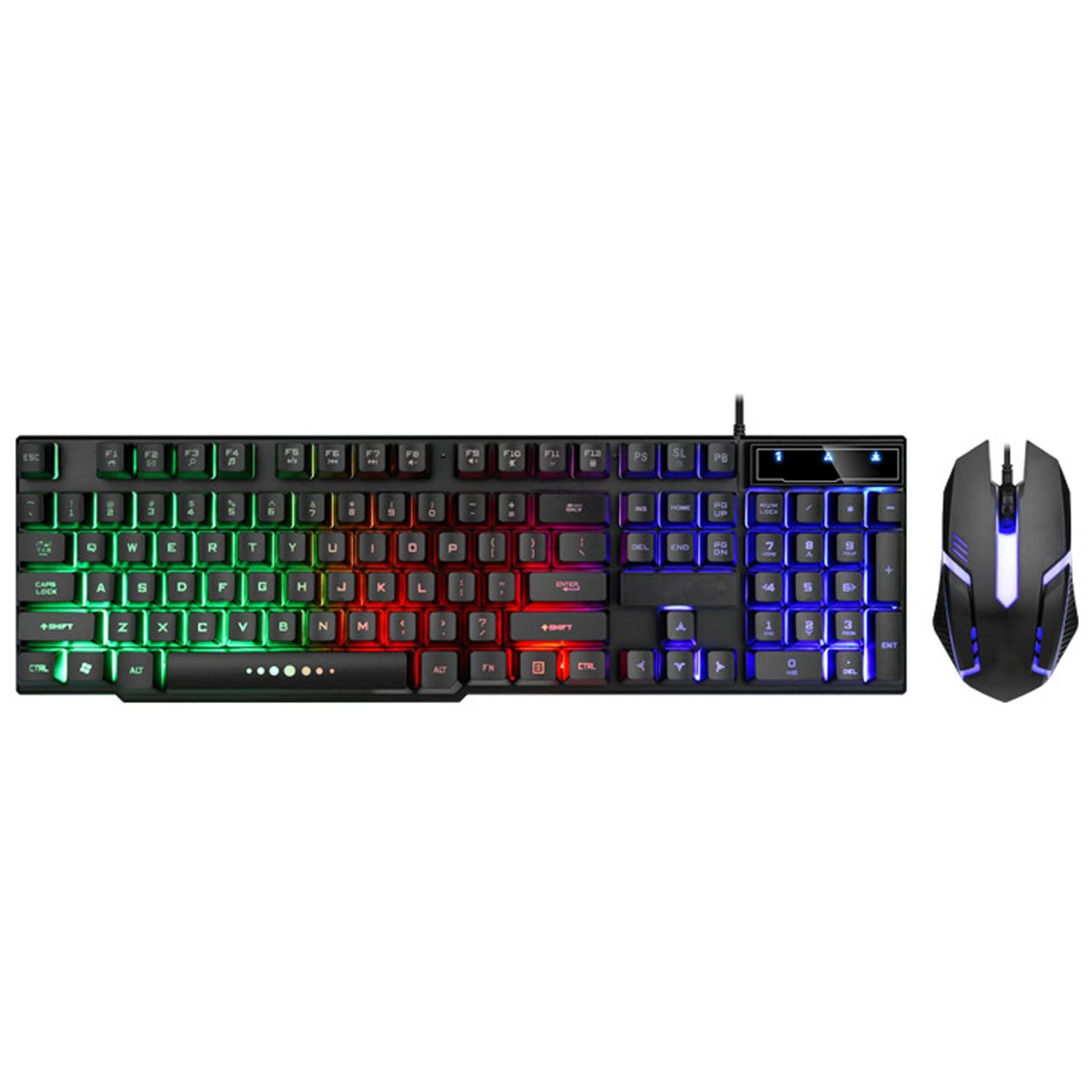 EXHNLE Wired RGB Backlit Gaming Keyboard and Mouse, USB Wired Gaming Keyboard and Mouse Combo, Waterproof Mini Keyboard for PC Computer Laptop Game and Work (Color : Black)