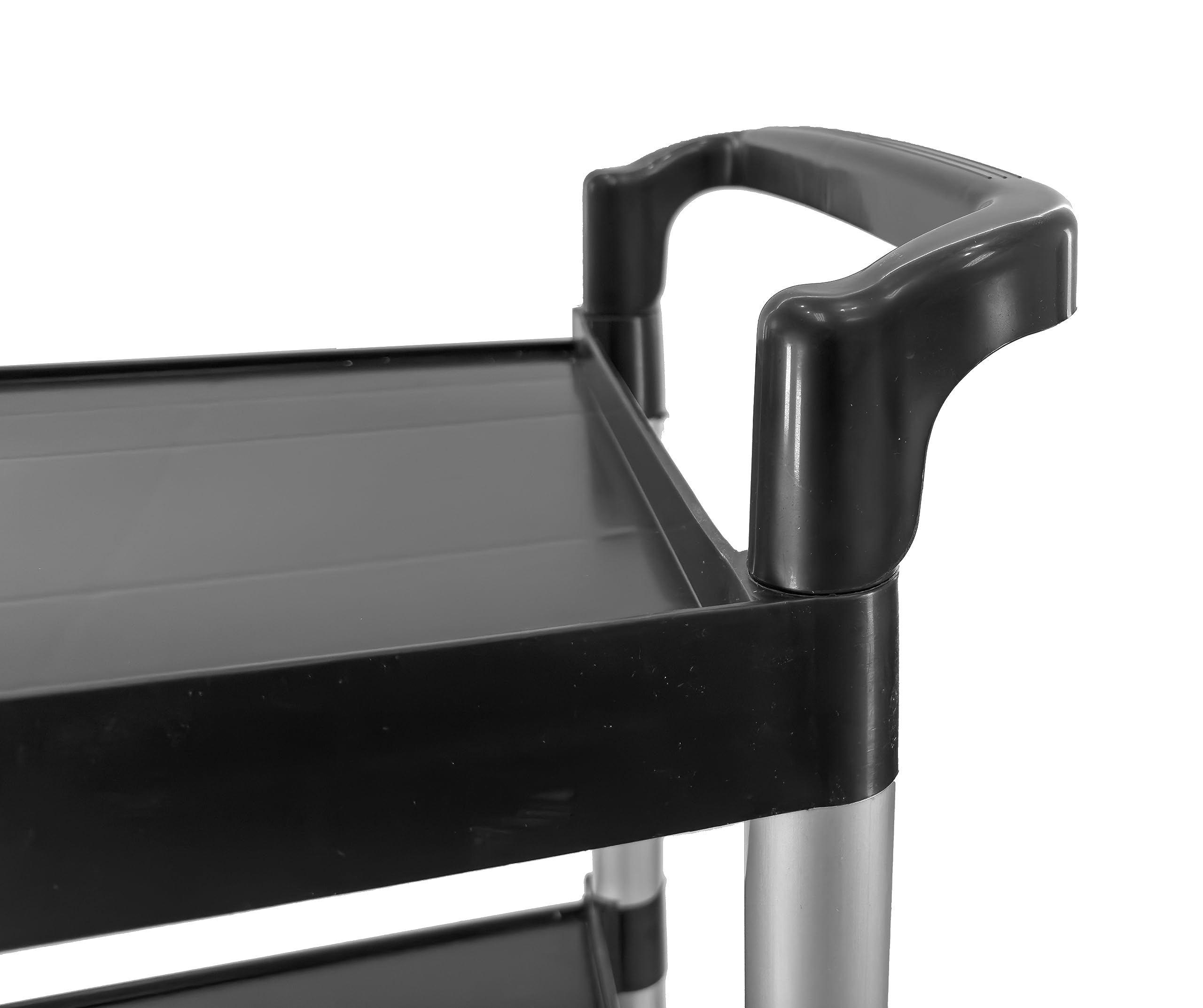 Commercial 3-Shelf Rolling Service Utility Cart | Capacity 450 lbs. | 37" x 33" x 16" | Black