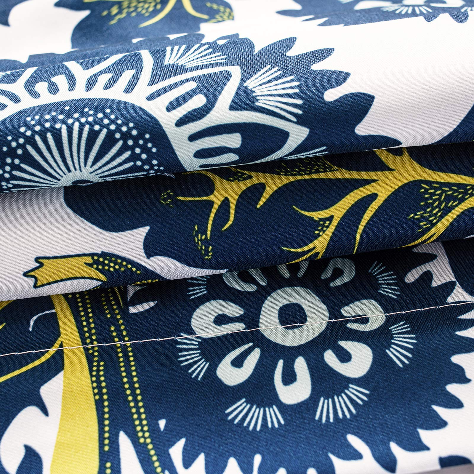 DriftAway Bird Tree Floral Flower Leaf Lined Thermal Insulated Energy Saving Window Curtain Valance for Living Room Bedroom Kitchen 2 Layer Rod Pocket 52 Inch by 14 Inch Plus 2 Inch Header Navy