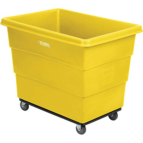 Global Industrial 16 Bushel Plastic Bulk Box Truck, Steel Chassis Base, Yellow, 42-3/5"L x 30" W x 35-3/5"H