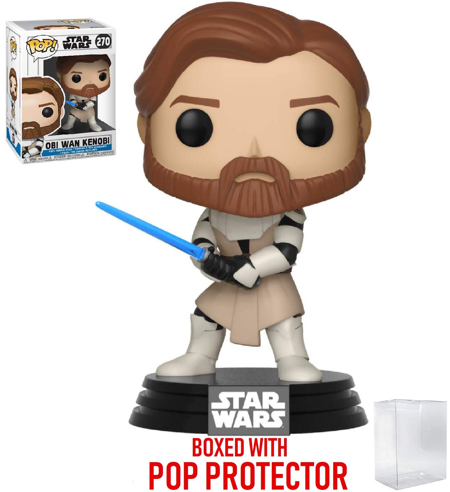 STAR WARS: Clone Wars - OBI Wan Kenobi Funko Pop! Vinyl Figure (Includes Compatible Pop Box Protector Case)