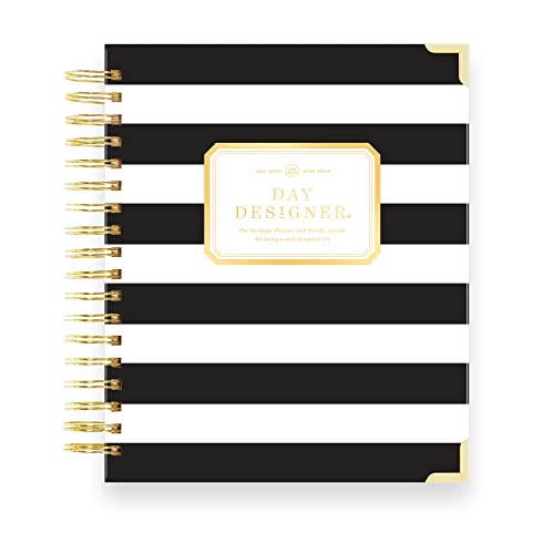 Day Designer 2023-2024 Weekly Planner, July 2023 - June 2024, 7.4x9.5 Page Size (Black Stripe)