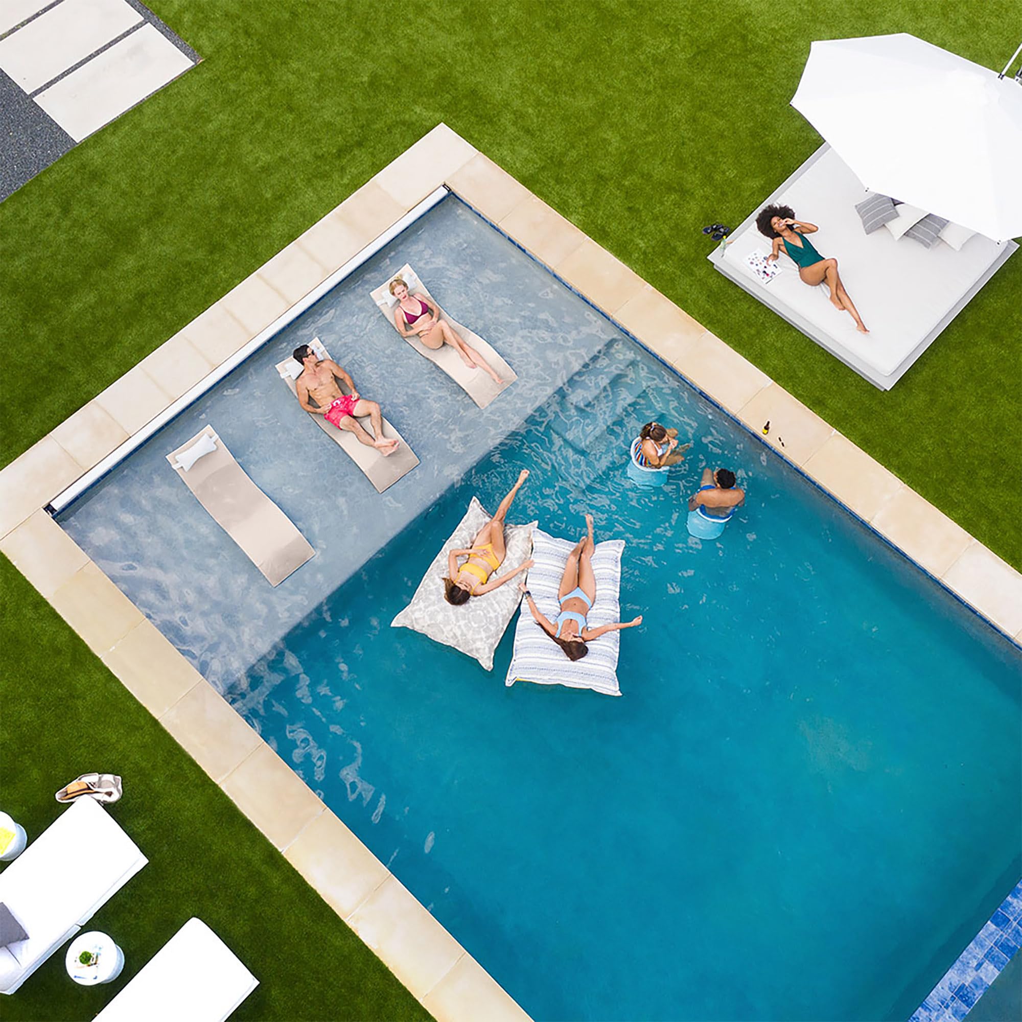 Ledge Lounger - Signature Chaise - Inside Pool & Sun Shelf Lounge Chair - Designed for Shallow Shelves Up to 9β - Compatible with All Pool Types - Poolside & Sun Deck Tanning - Set of 2 - Cloud