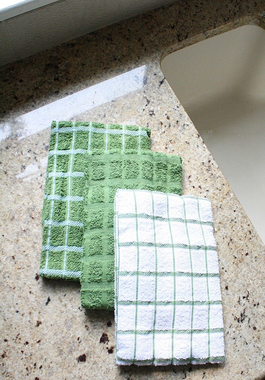 Ritz 100% Cotton Terry Kitchen Dish Towels, Highly Absorbent, 25” x 15”, 3-Pack, Cactus Green