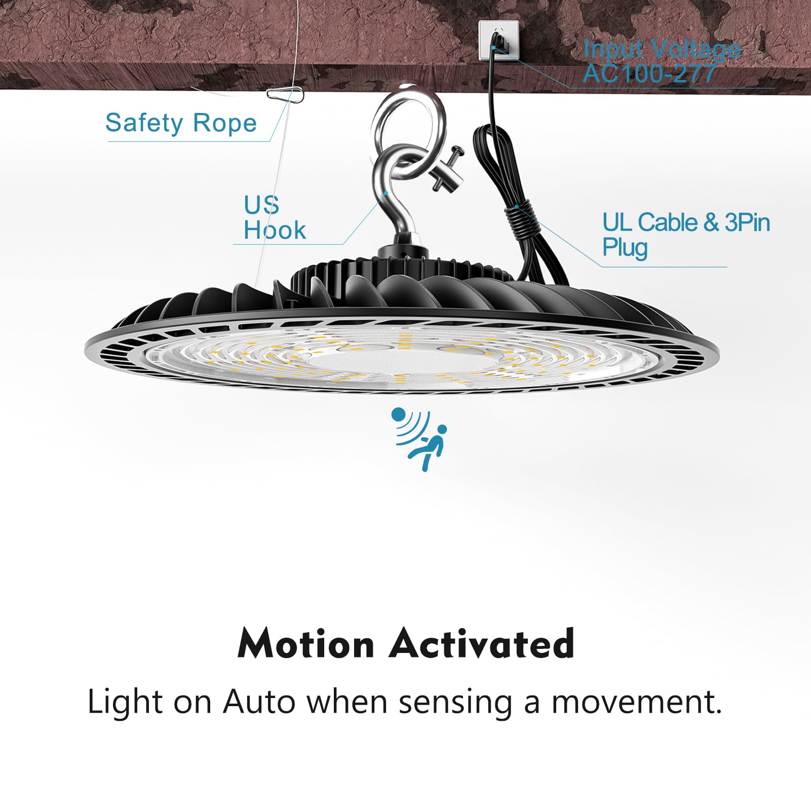 Lightdot Smart 150W LED High Bay Light Motion Activated High Bay LED Lights, AC100-277V High Bay LED Shop Lights for Warehouse Barn(Installation Height at Least 20FT)- 6Pack (Remote Buy Separate