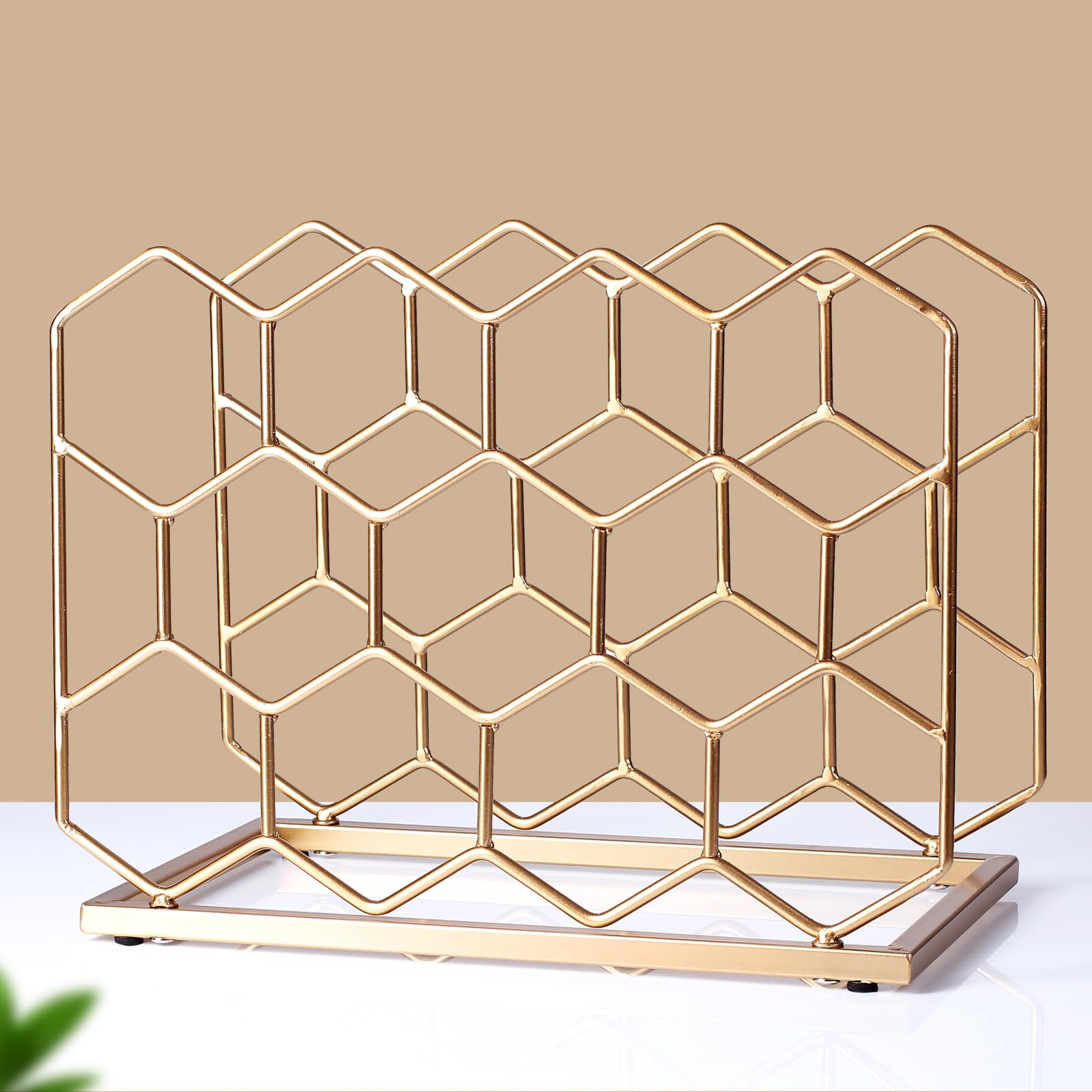 Drincarier 14 Bottle Countertop Wine Rack - Freestanding Modern Gold Metal Wine Rack - Tabletop Wine Holder Stand for Cabinet, Pantry, Wine Bottle Storage…