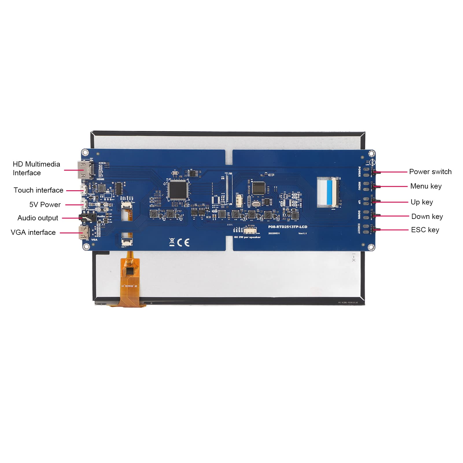 FOTABPYTI Computer Touch Display, Safe Durable IPS Touch Screen Easy Connection for Gaming