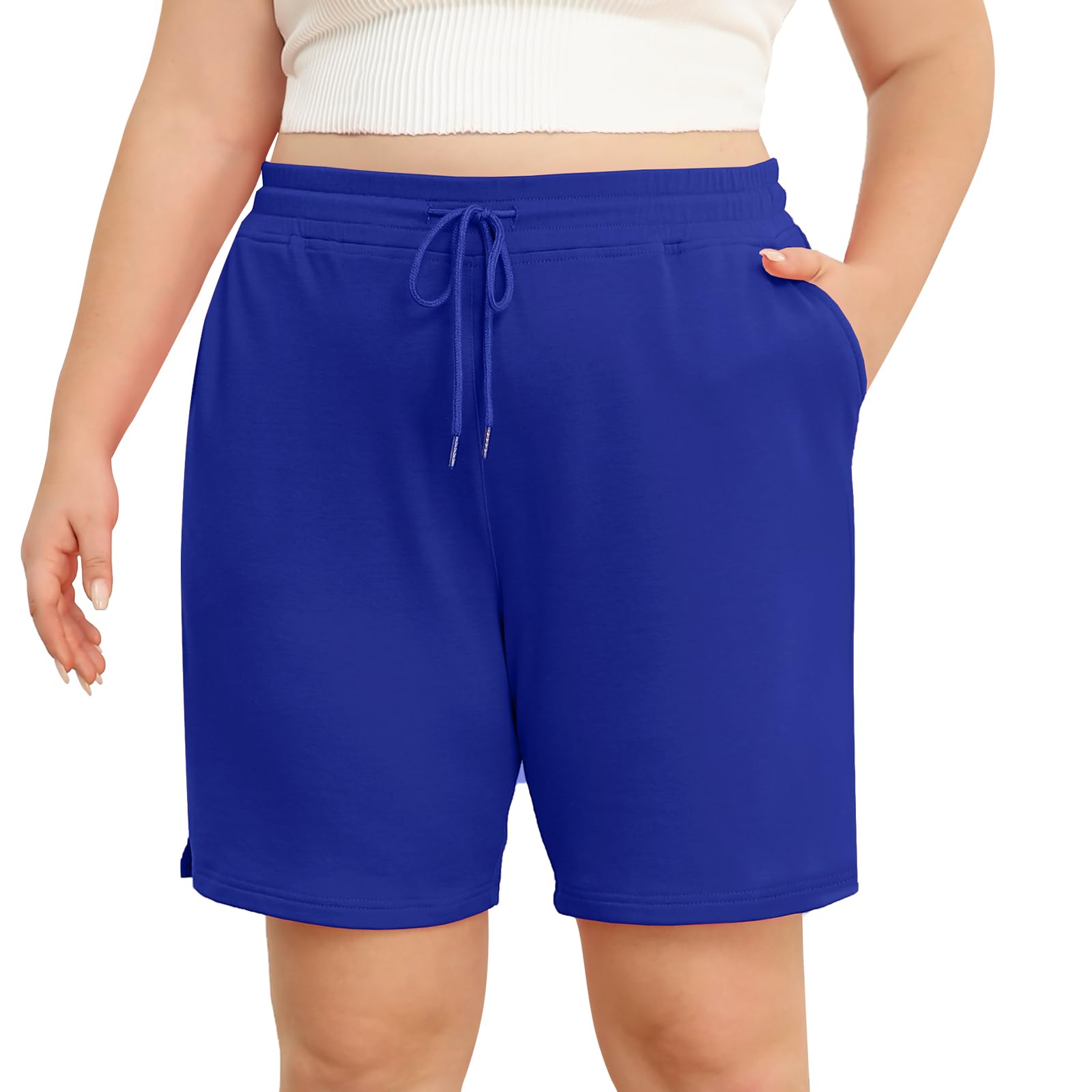 COOTRY Plus Size Shorts for Women Quick Dry Elastic Waist Drawstring Pockets Lounge Workout Athletic Running Shorts 10ββ Camo Green X-Large