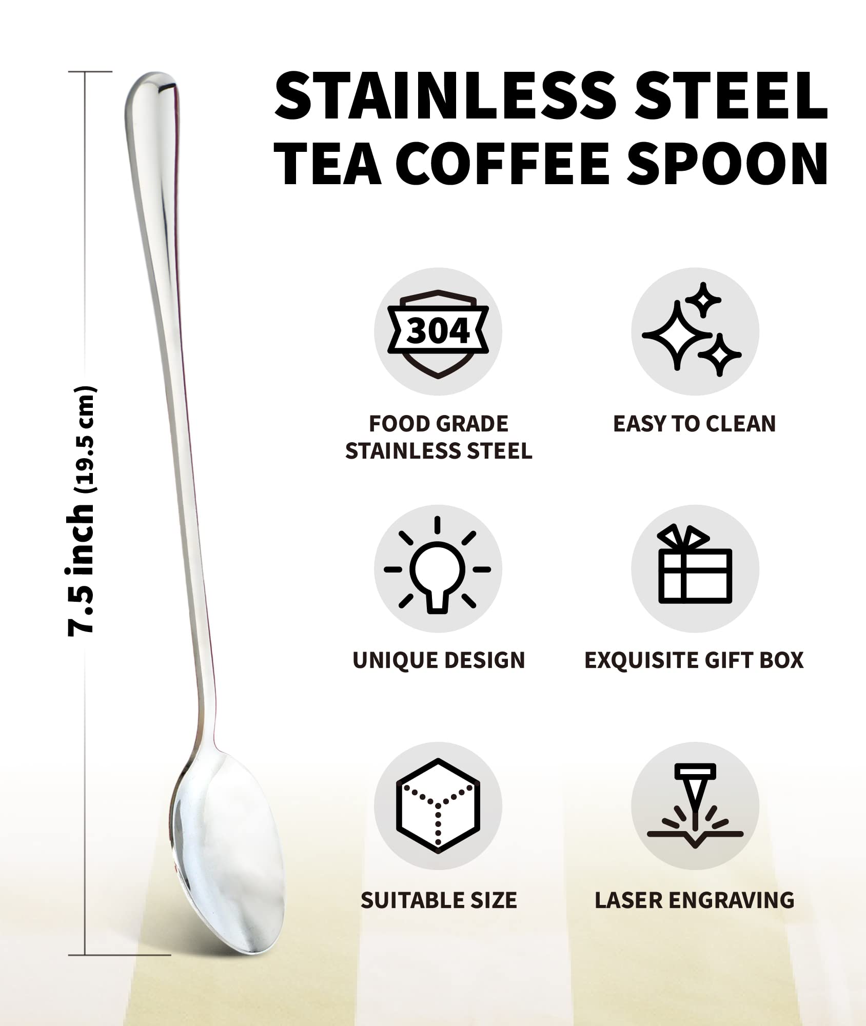 Drink Tea Read Books Be Happy Spoon - A Cozy Gift for Tea and Book Lovers - Quality Stainless Steel Teaspoon