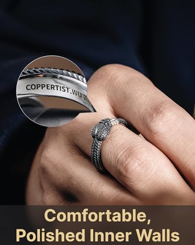 COPPERTIST.WU Ouroboros Ring 925 Sterling Silver Snake Serpent Rings Aesthetic Halloween Jewelry Gift for Women Men (9)