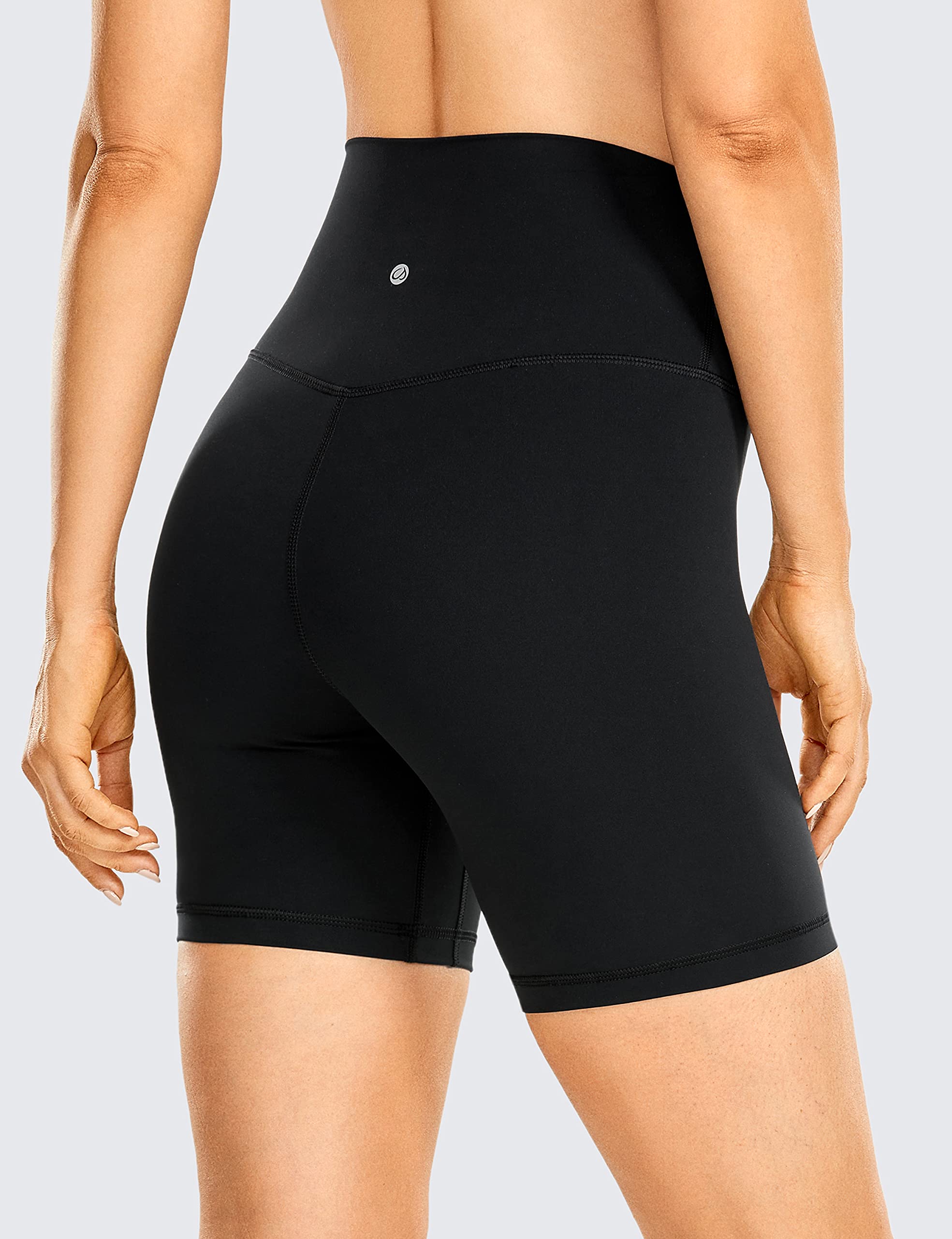 CRZ YOGA Women's Brushed Naked Feeling Biker Shorts 6'' - High Waist Matte Workout Gym Running Spandex Shorts Black Medium