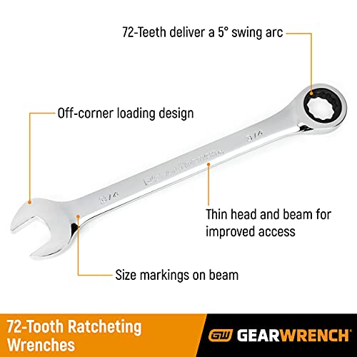 GEARWRENCH Point Ratcheting Combination Wrench 15mm, 12 - 9115D