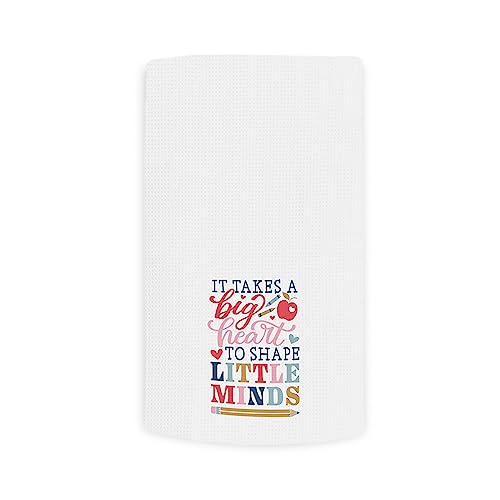 kunlisa Teacher Appreciation Gifts,It Takes a Big Heart to Shape Little Minds Kitchen Towels and Dishcloths 16×24 Inch,Teacher Hand Dish Tea Towel for Kitchen Decor,Thank You Gifts for Teachers
