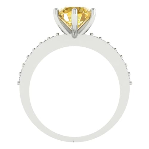 Clara Pucci 1.96ct Round Cut Solitaire Genuine Yellow Simulated Diamond Engagement Promise Anniversary Bridal Ring 18K White Gold 8