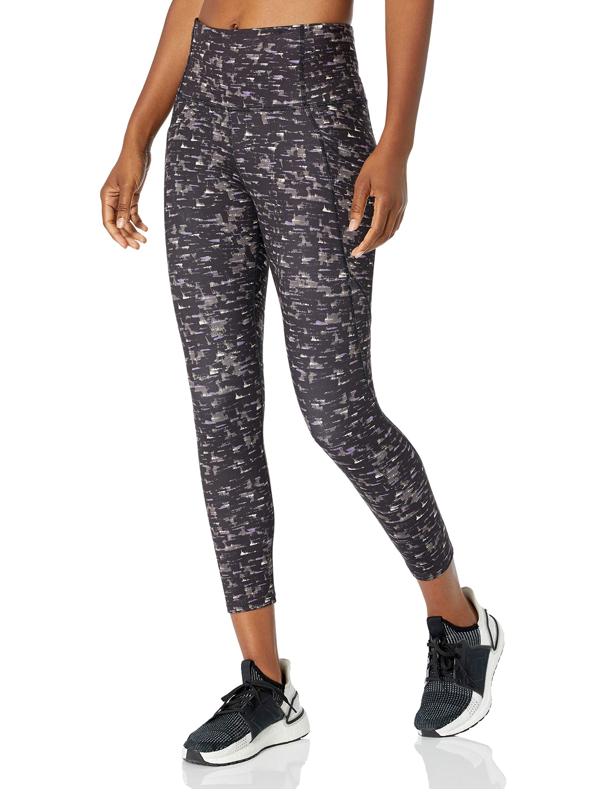 Core 10 Women's All Day Comfort High-Waist Side-Pocket 7/8 Crop Yoga Legging, Brushstroke, X-Large