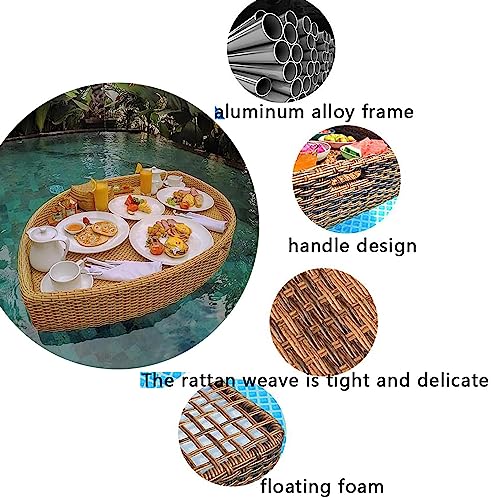 DAZULI Extra Large Round Floating Bar Table Serving Tray Drink Holder for Pool or Beach Party Float Refreshment Durable,White