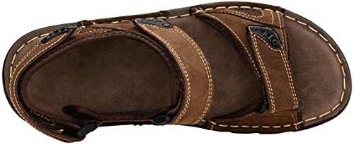 Jousen Men and Women's Sandals Leather Outdoor Beach Sandal Open Toe Water Strap Sport Sandal (AMY661 Dark Brown 10)