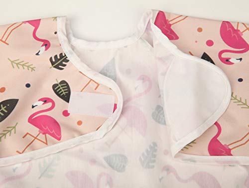 Sigzagor Baby Bib Sleeved Shirt with Pocket 1-3 Years Old Toddler Painting Drawing (Rocket)