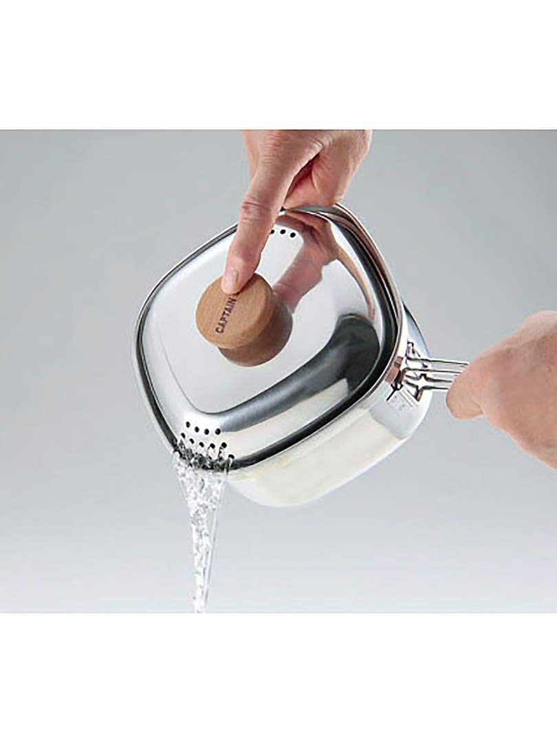 Captain Stag UH-4202 Stainless Steel Square Ramen Cooker, 0.3 gal (1.3 L), Made in Japan, Made in Japan