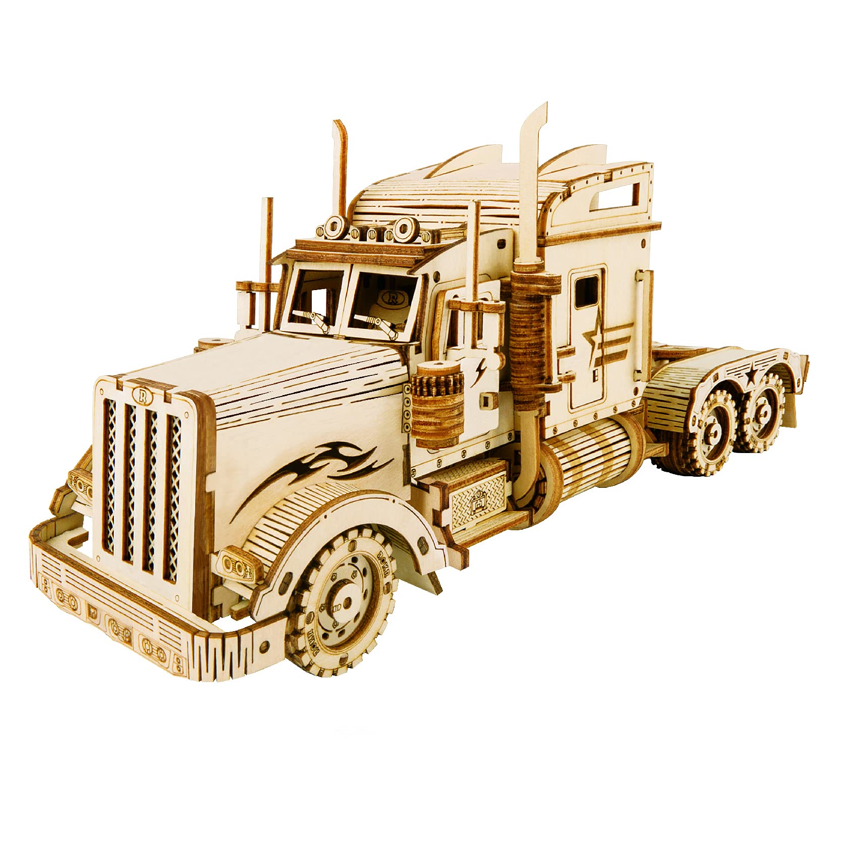 rowood Model Car Kit to Build,3D Wooden Puzzle, Scale Mechanical Vehicle Model Building Kits, Best Toys Gift for Adults & Teens - Heavy Truck