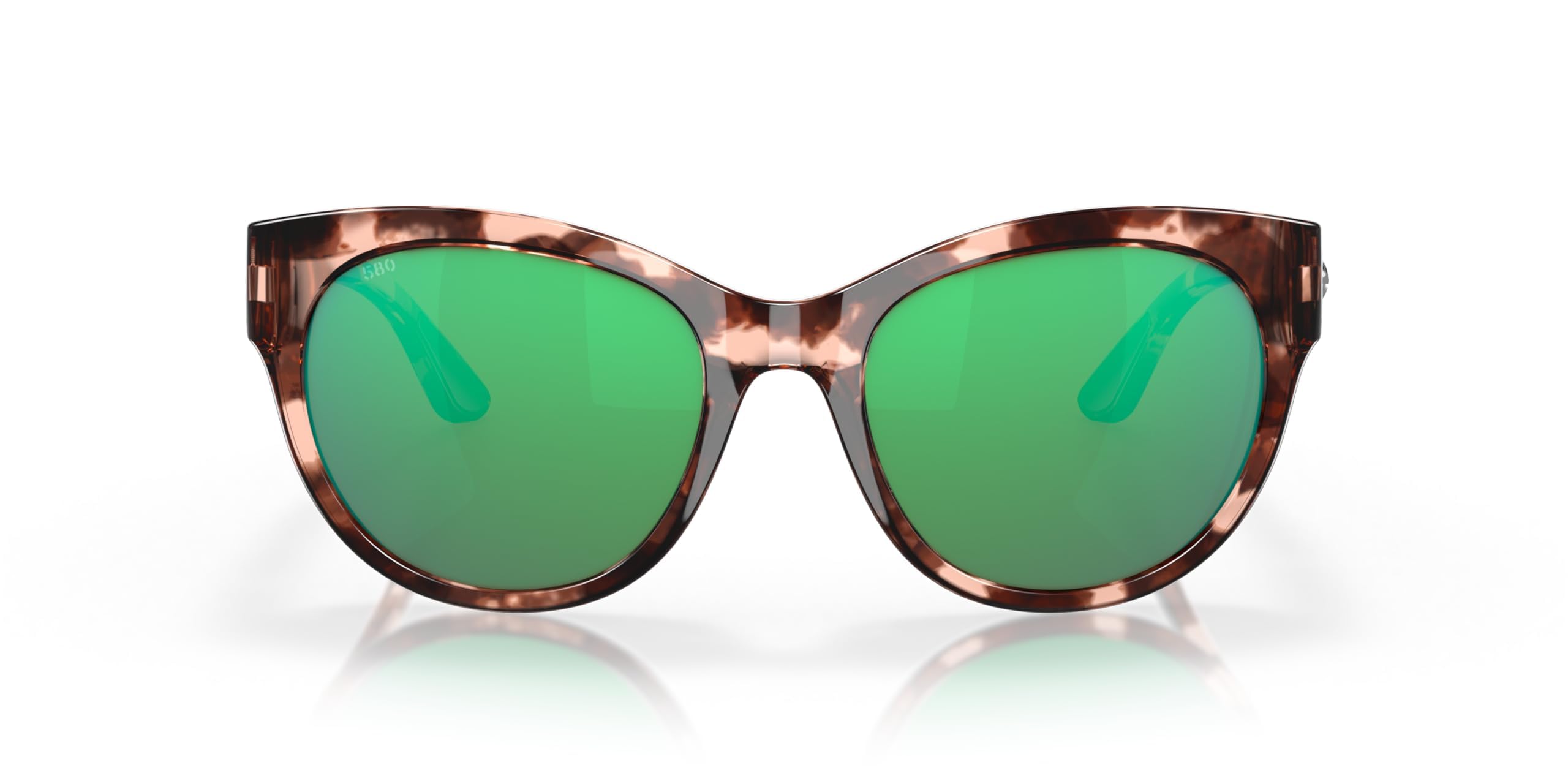 Costa Del Mar Woman Sunglasses Shiny Coral Tortoise Frame, Green Mirror Lenses, 55MM