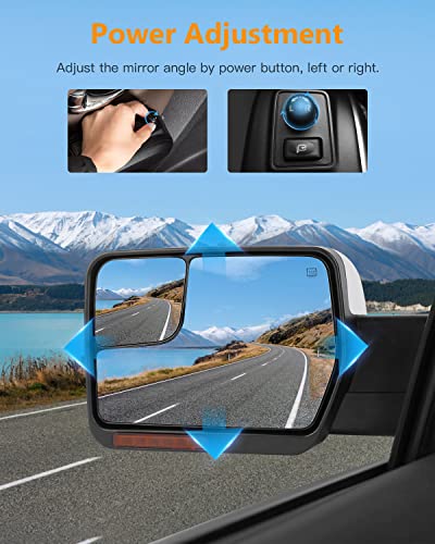 ITOPUP Towing Mirrors Fit for 2004-2014 for Ford for F150 Tow Mirrors with Power Control Heated Turn Signal Puddle Light Chrome Metallic Finish 1 Pair of Mirrors Left Side and Right Side