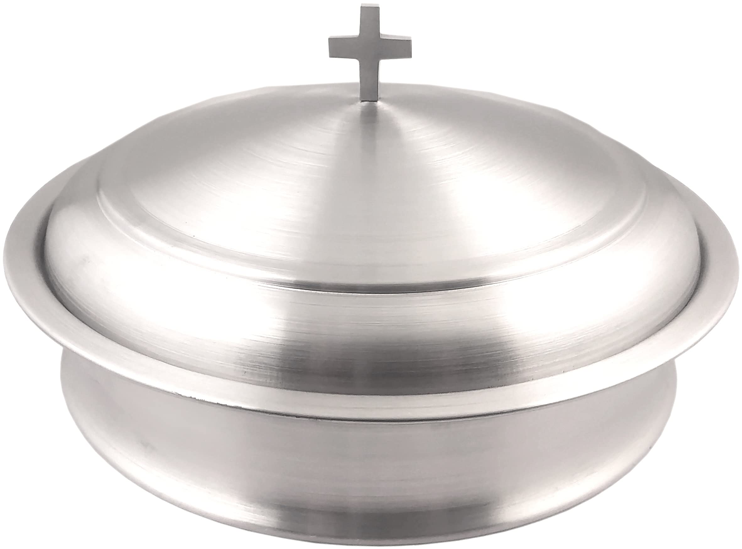 Communion Ware Holy Serving Tray Including Center Bread Plate with A Cover - Stainless Steel (Silver/Matte)