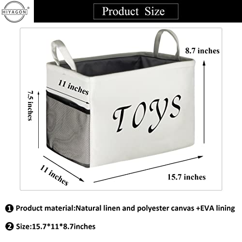 HIYAGON Rectangular Storage Basket for Nursery,Canvas Toys Storage Bin Organizer,Large Kids Storage Box Nursery Hamper for Children Toys, Books,Boys and Girls,Gift Basket (Toys)