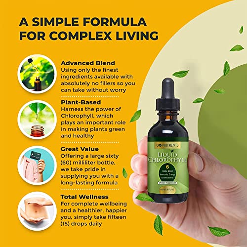 Go Nutrients Liquid Chlorophyll & Selenium 200 mcg Supplement | Yeast-Free Liquid Drops, Selenium Drops, Herbal Supplements | Sodium Copper Chlorophyllin Supplement, Chlorophyll Liquid Drops